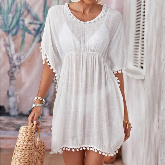 Swim | Boho Sheer Pompom Cover Up | Poshmark